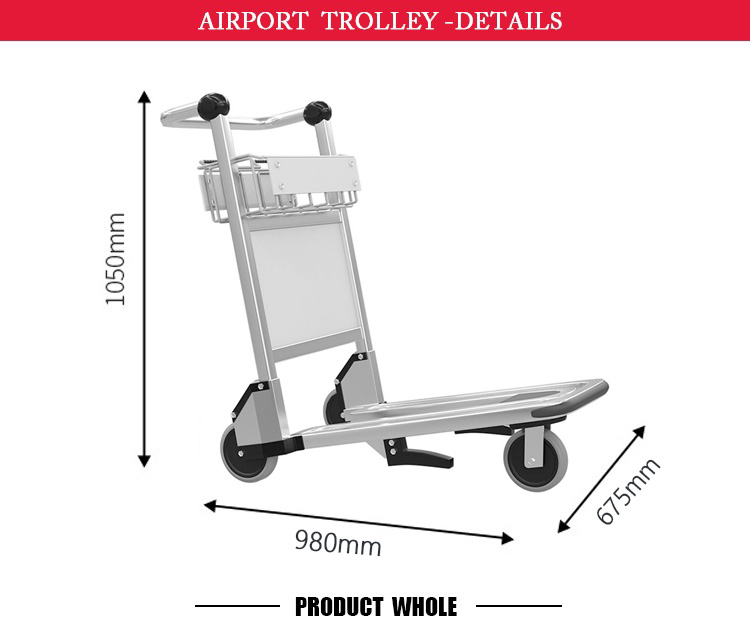 Aluminum Alloy Airport Luggage Trolley With Hand Brake – JinTa Display